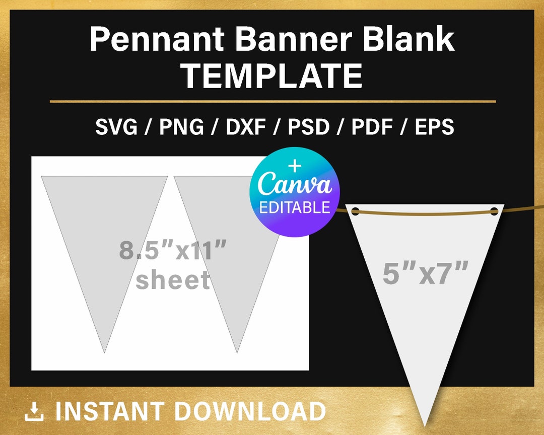 Pennant Banner Template, Bunting Garland, BLANK Template, Pennant Flag ...