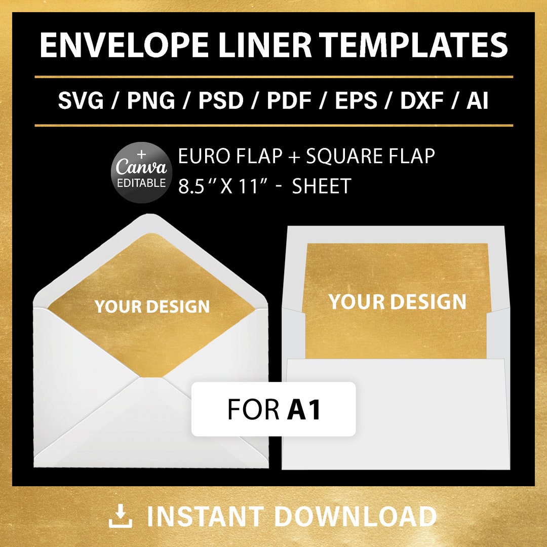A1 Envelope Liner Blank Template, Set, A1 Size, Bundle, Svg, Dxf, Png ...