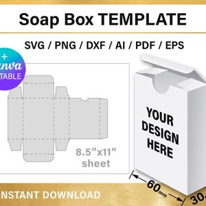 Soap Box Template, Soap Box Packaging, DIY, Custom, Png, Canva, Svg ...