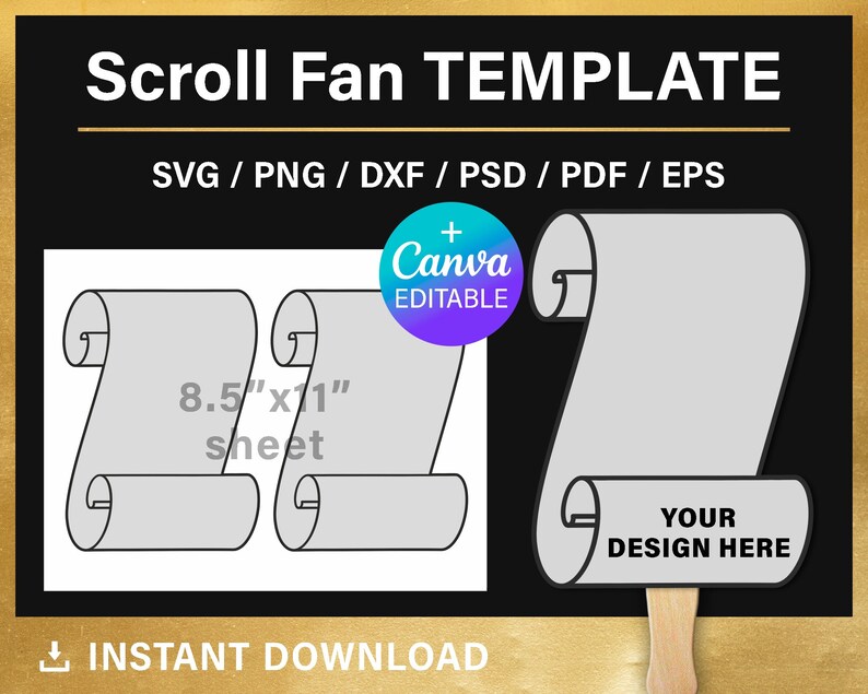 Scroll Fan BLANK Template, DIY Graduation Diploma Scroll Paddle Fan ...