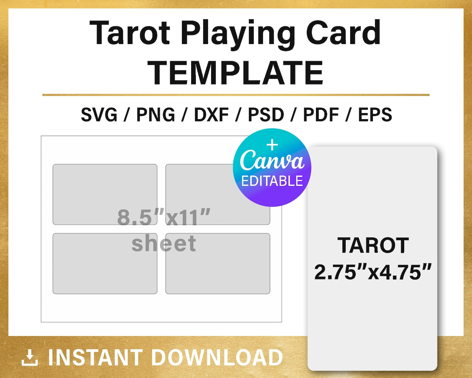 Playing Card Template BUNDLE 5 Sizes BLANK Template Svg - Etsy