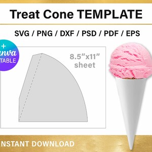 Treat Cone Wrap BLANK Template, DIY Candy Cone, Sugar Cone Template ...