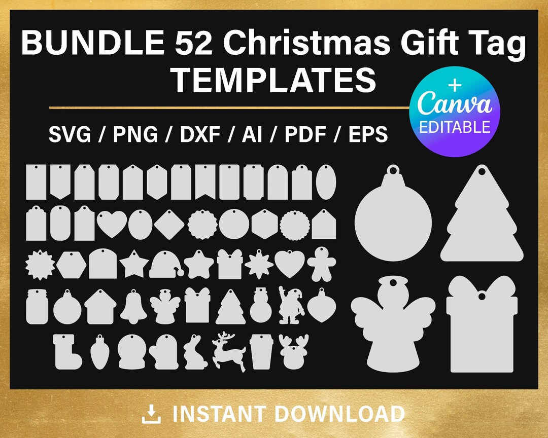 Christmas Gift Tags SVG, Bundle, Gift Tag, Blank Template, Xmas, Gift ...