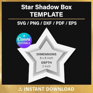 Star Shadow Box Template, Svg, Light Box Frame Blank Template, 3D ...