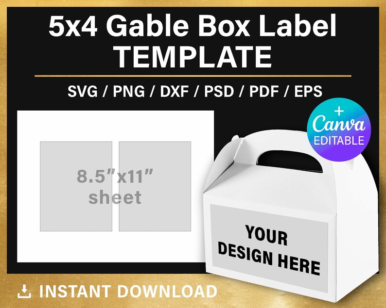 Gable Box Label Template 5x4 Inches Blank Template Canva - Etsy