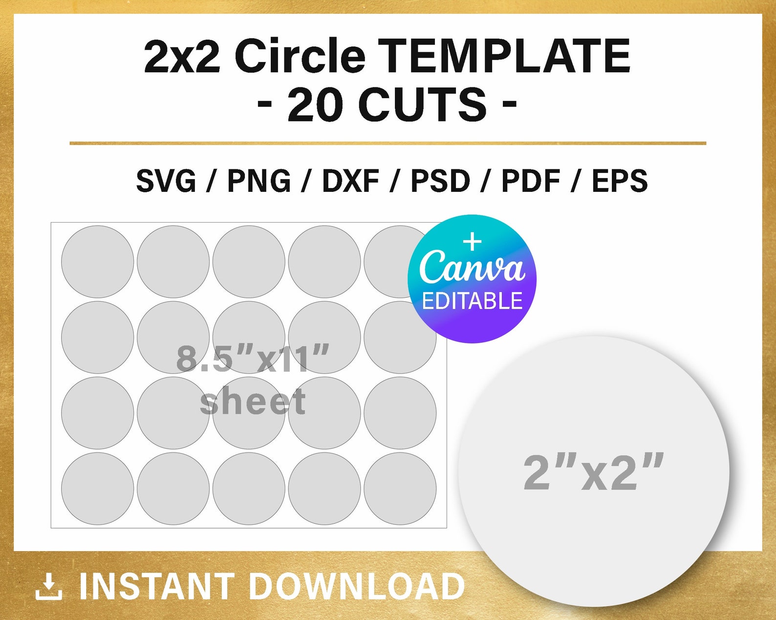 2 Inches Circle BLANK Template, Round Sticker Template, 2" Multipurpose ...