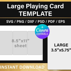 Playing Card Template, BUNDLE, 5 Sizes, BLANK Template, Svg, Dxf, Cut ...