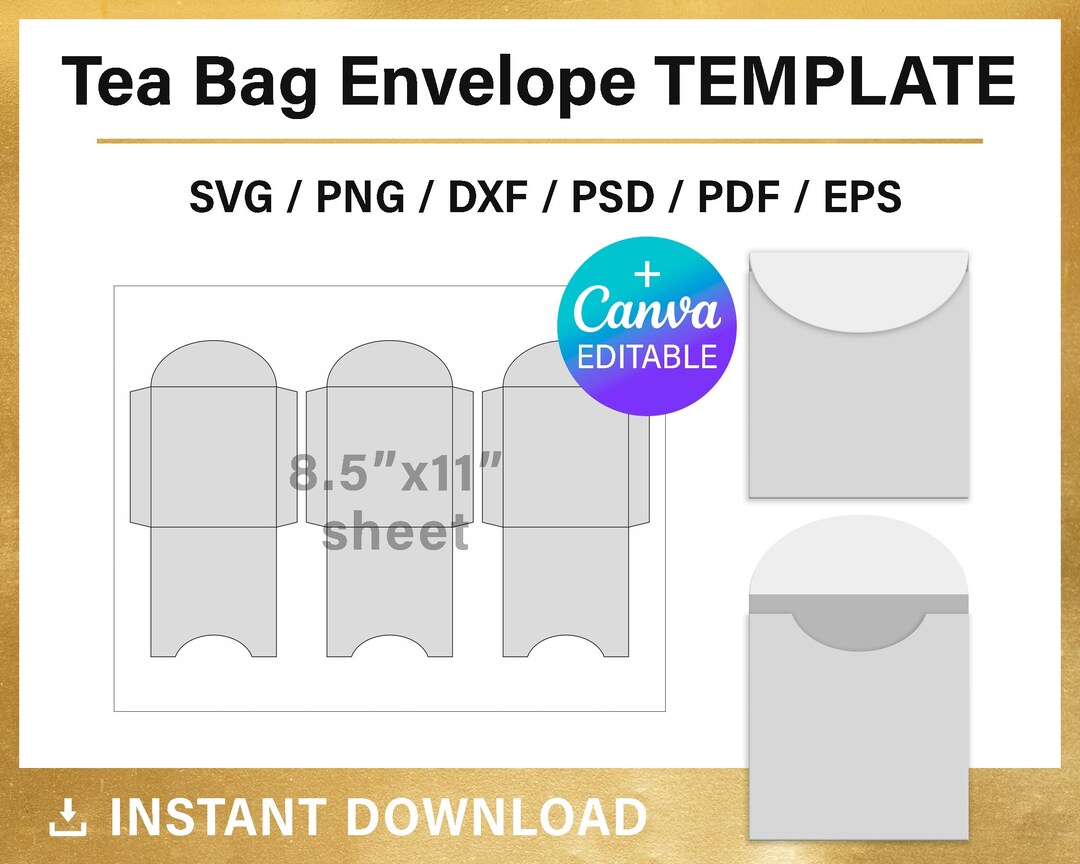 Tea Bag Envelope Template, Blank, Seed Packet Template, SVG, Dxf, Png ...