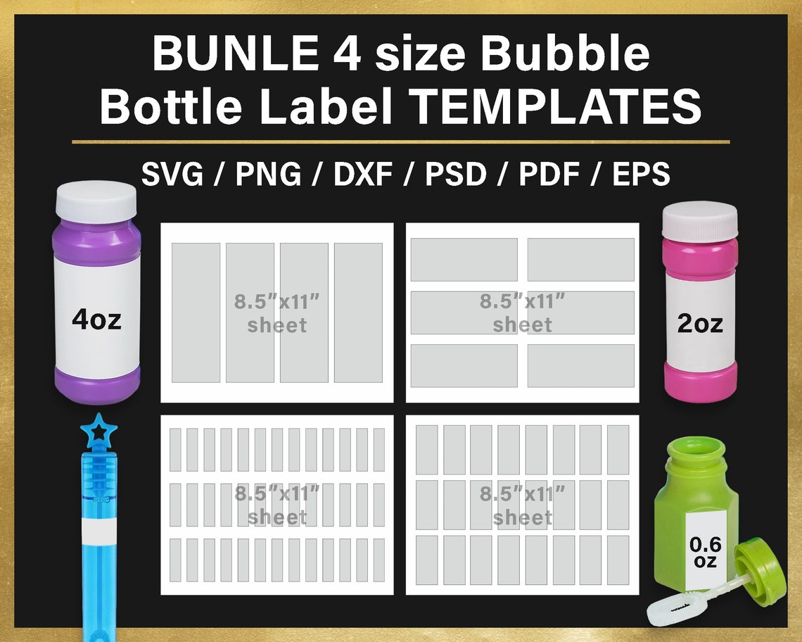 Bubble Bottle Label Template BUNDLE 2oz 4oz BLANK - Etsy