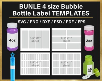 Bubble Bottle Label Template BUNDLE 2oz 4oz BLANK | Etsy