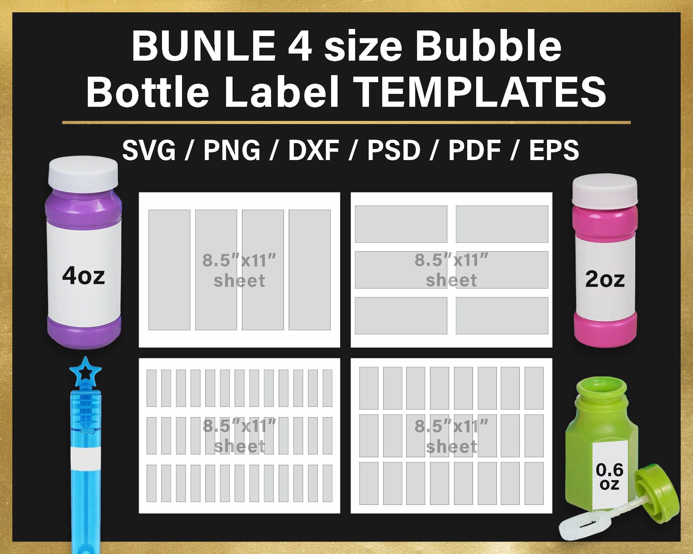 Bubble Bottle Label Template BUNDLE 2oz 4oz BLANK - Etsy