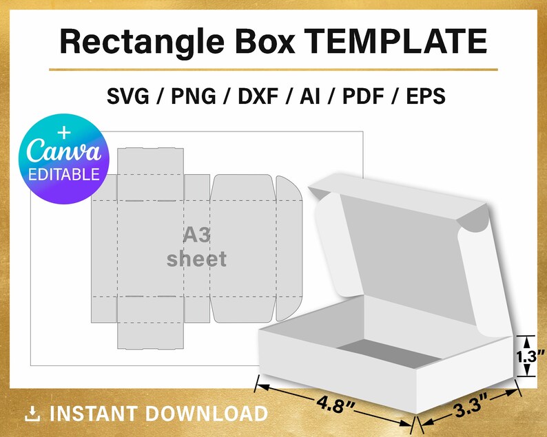 Rectangle Box Template, DIY, Shipping Box, BLANK Template, Classic Box ...