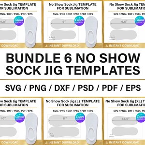 No Show Sock Jig BLANK Template BUNDLE for Sublimation 9 - Etsy