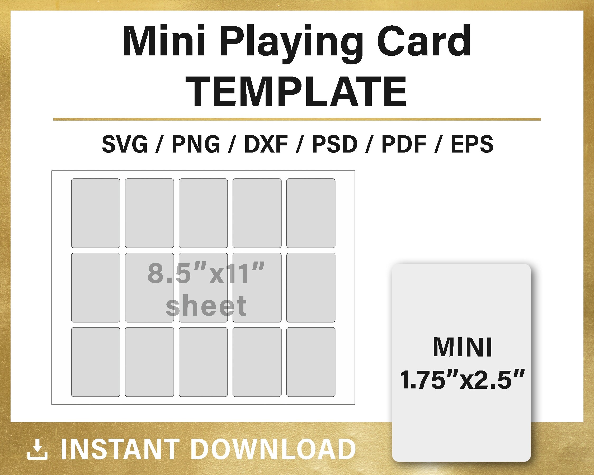 Playing Card Template BUNDLE 5 Sizes BLANK Template Svg | Etsy