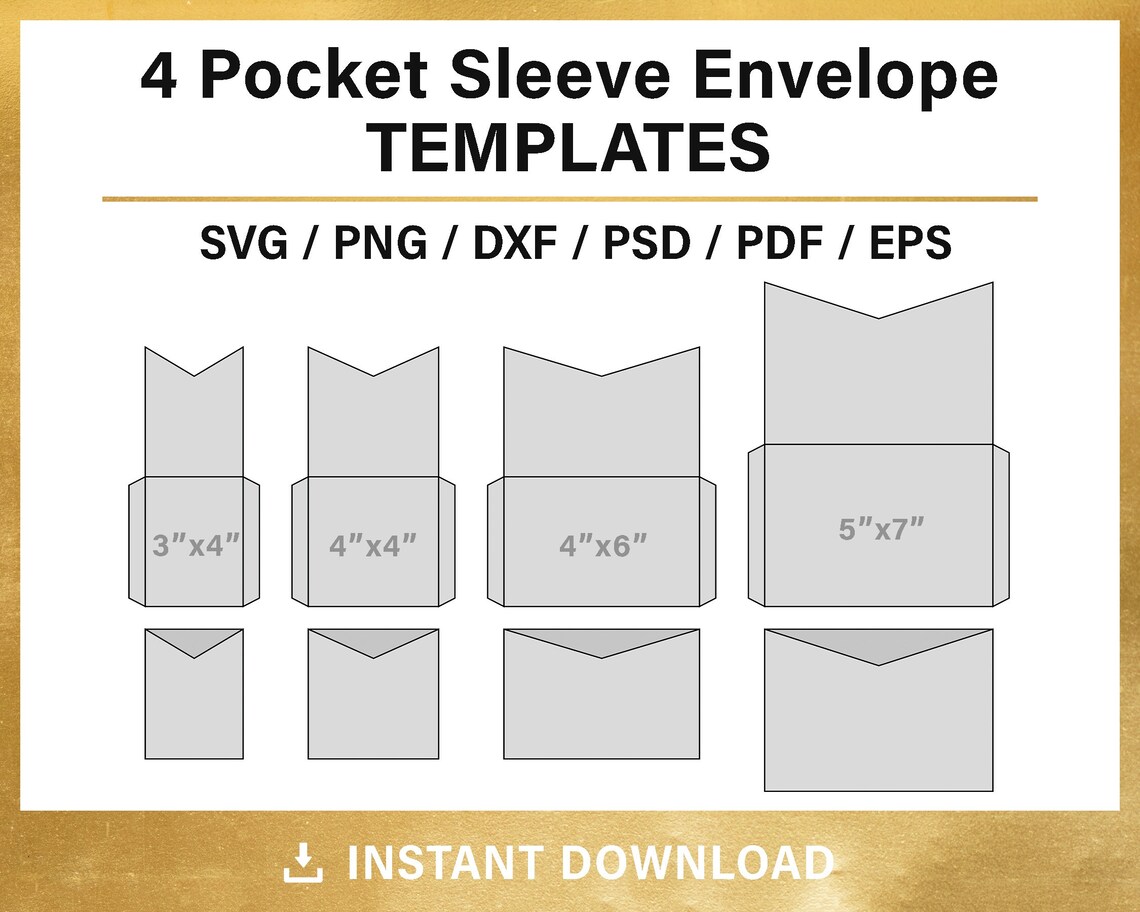 Pocket Sleeve Envelope Templates BUNDLE Blank Envelope SVG - Etsy