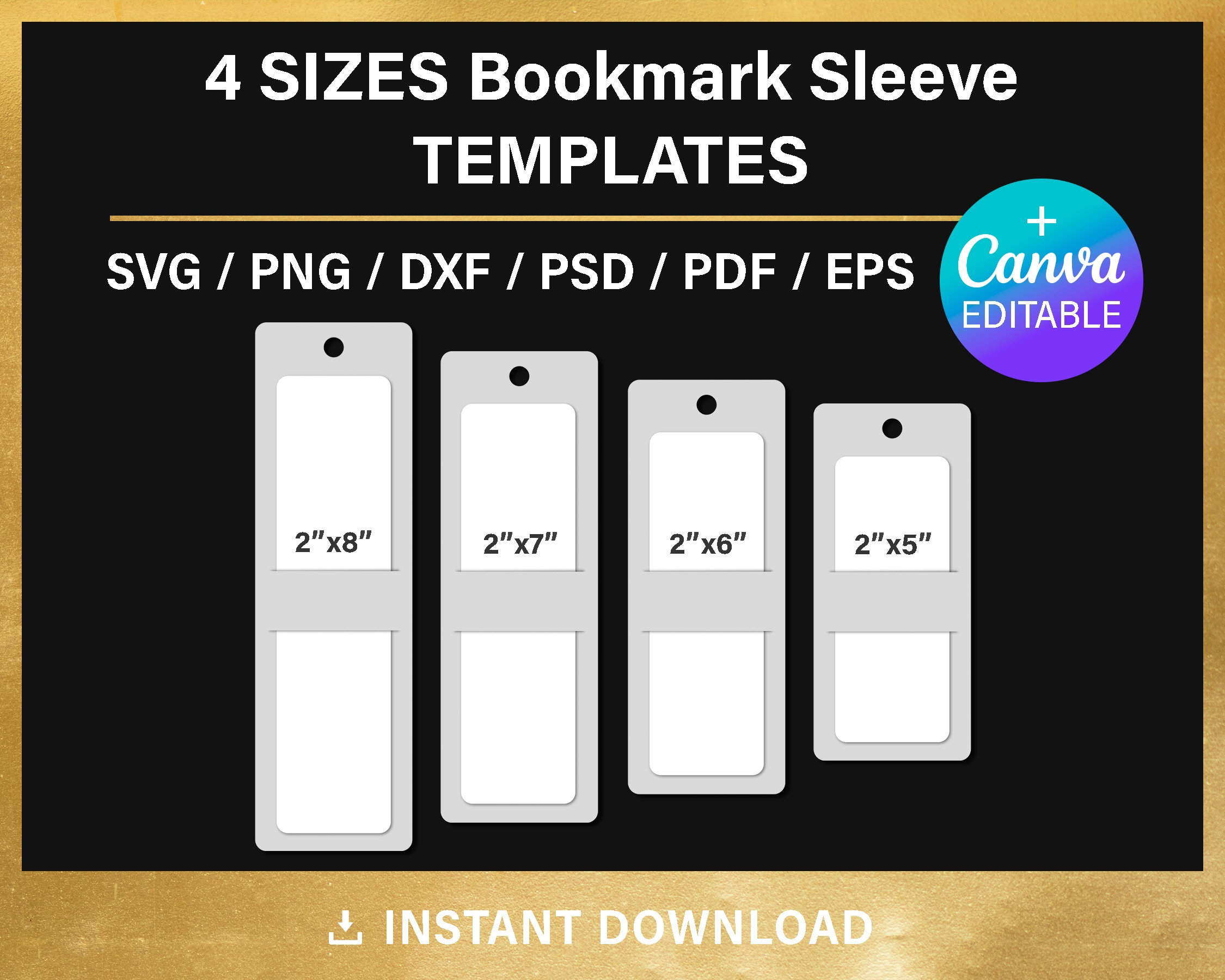 DIY Bookmark Sleeve BLANK Template, BUNDLE, Canva, Cricut, Svg, Png ...
