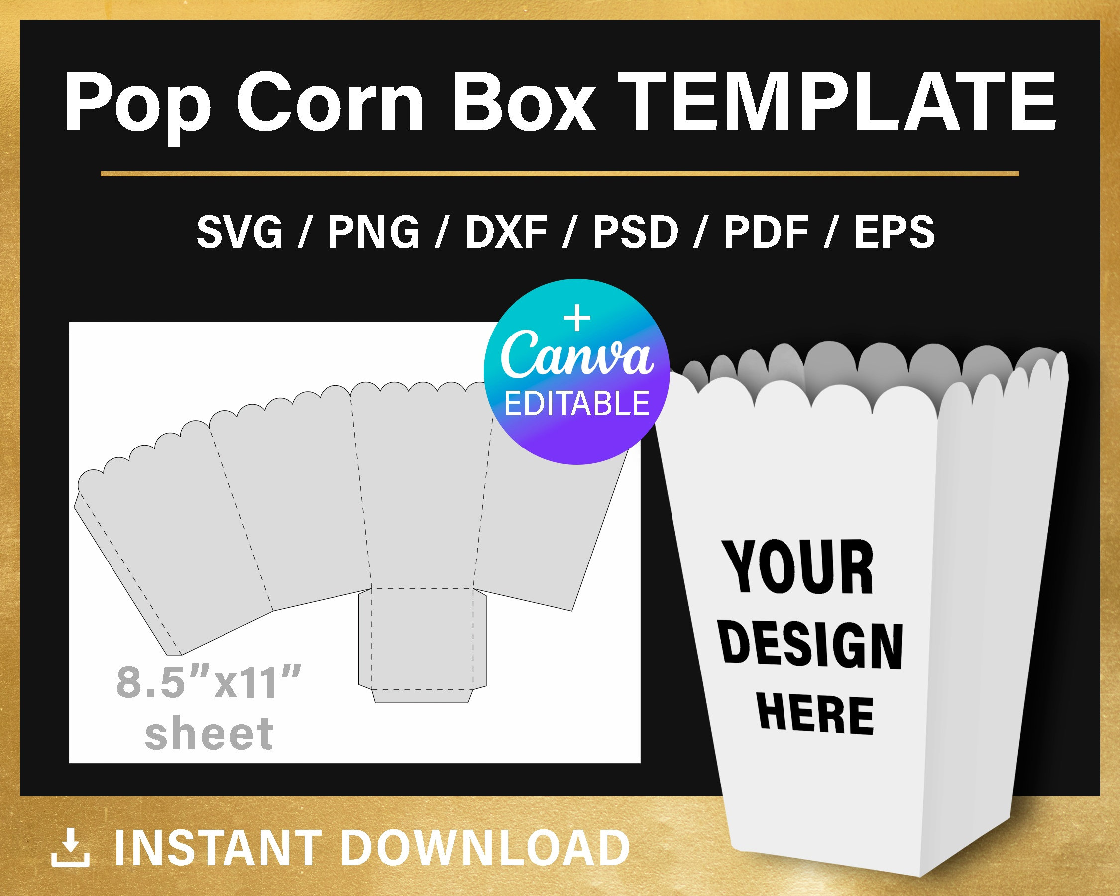 Popcorn Box Template Cricut