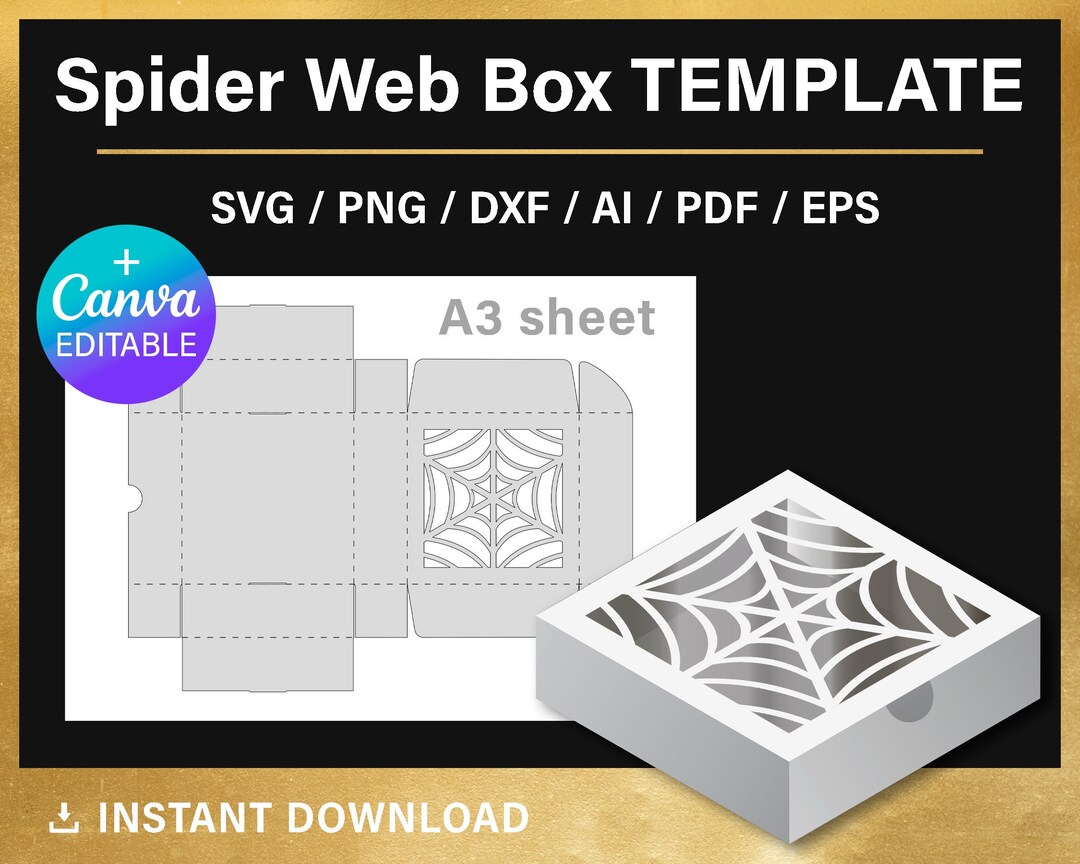 Spider Web Box Template, Treat Box, Halloween Party, DIY, Candy Box, Canva, Svg, Cricut, Cut ...