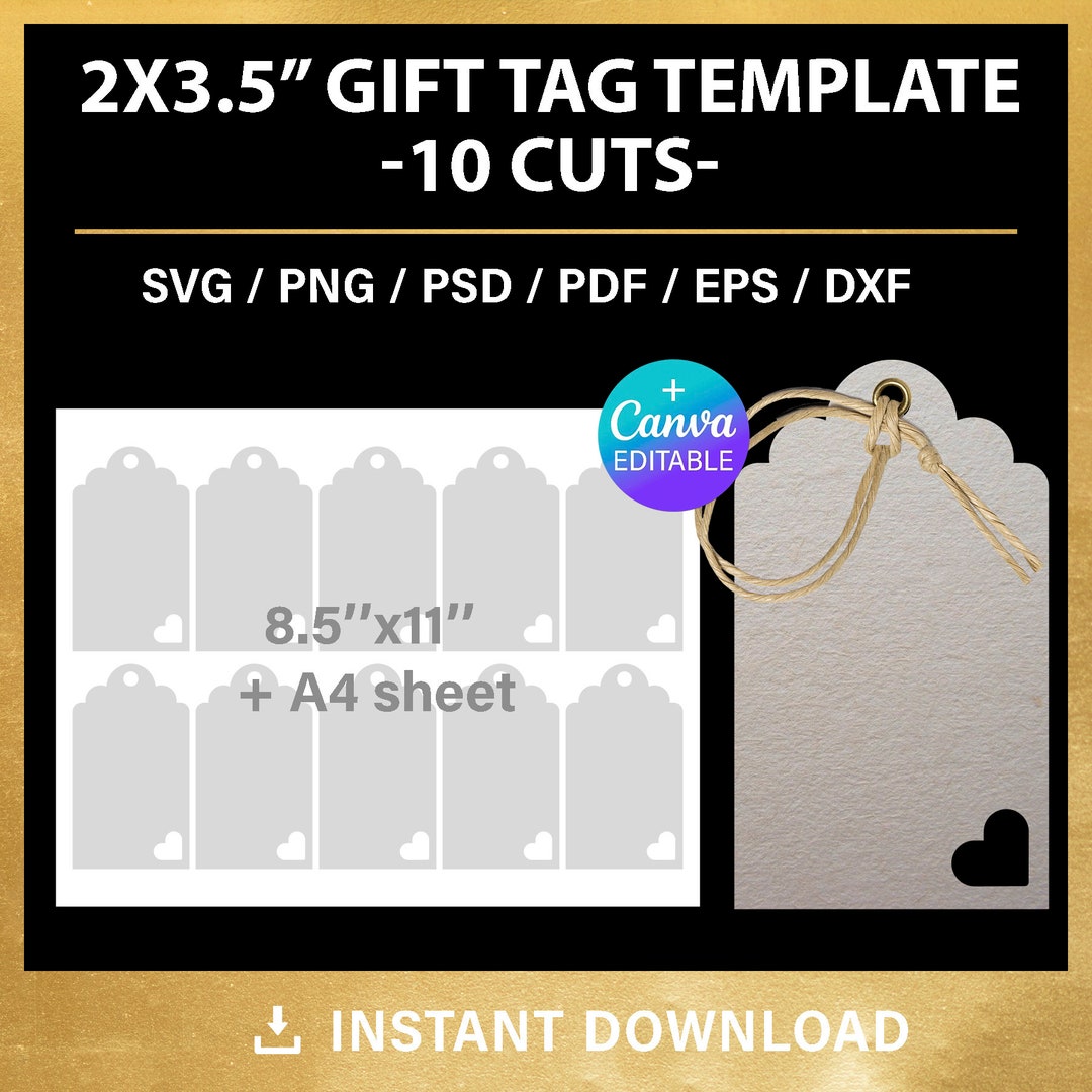 Valentines Gift Tag With Heart, Thank You Tag Blank Template, Valentine ...