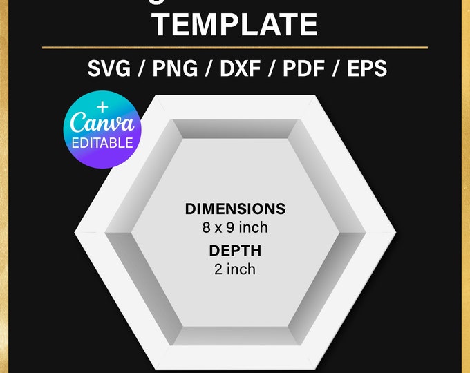 Hexagon Shadow Box Template, Svg, DIY, Light Box Frame Blank Template ...
