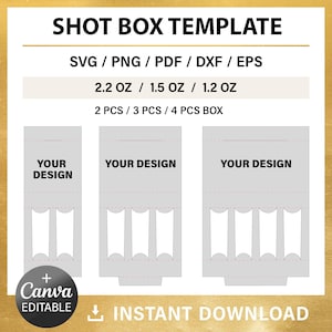 1.2 Oz Shot Glass Box Template Svg, Bundle, Shot Glasses Box, Box for 2 ...