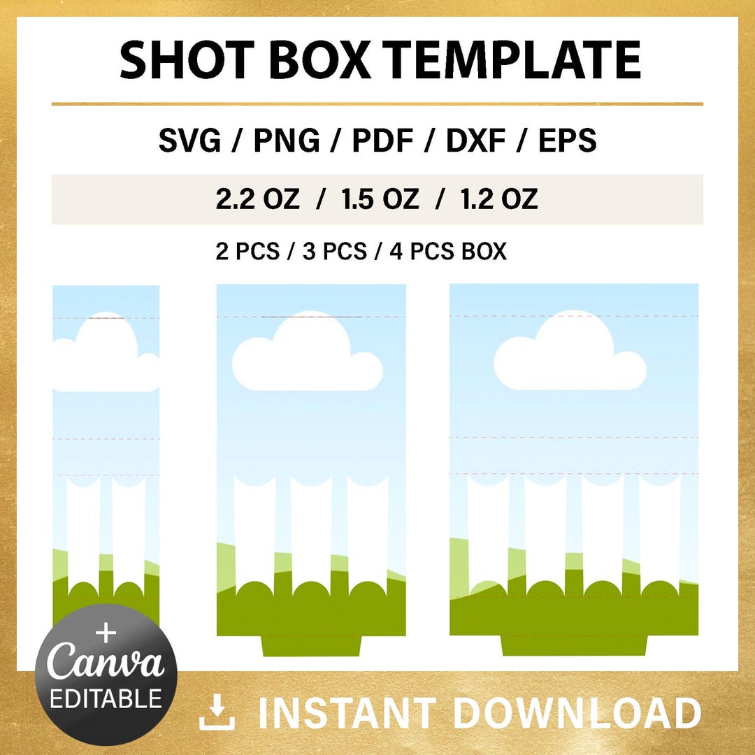 1.2 Oz Shot Glass Box Template Svg, Bundle, Shot Glasses Box, Box for 2 ...