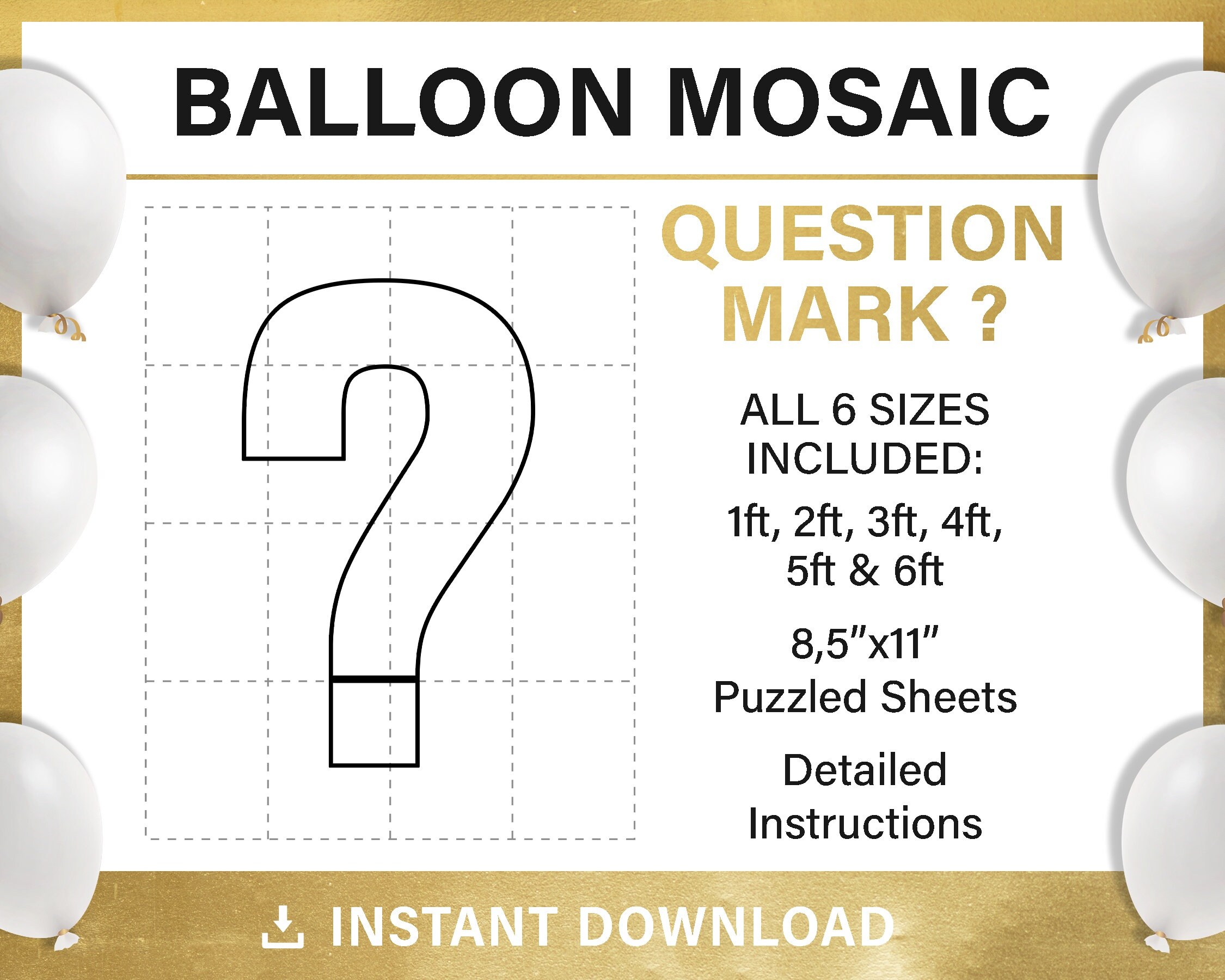Question Mark Mosaic From Balloons Tall Mosaic Symbols - Etsy