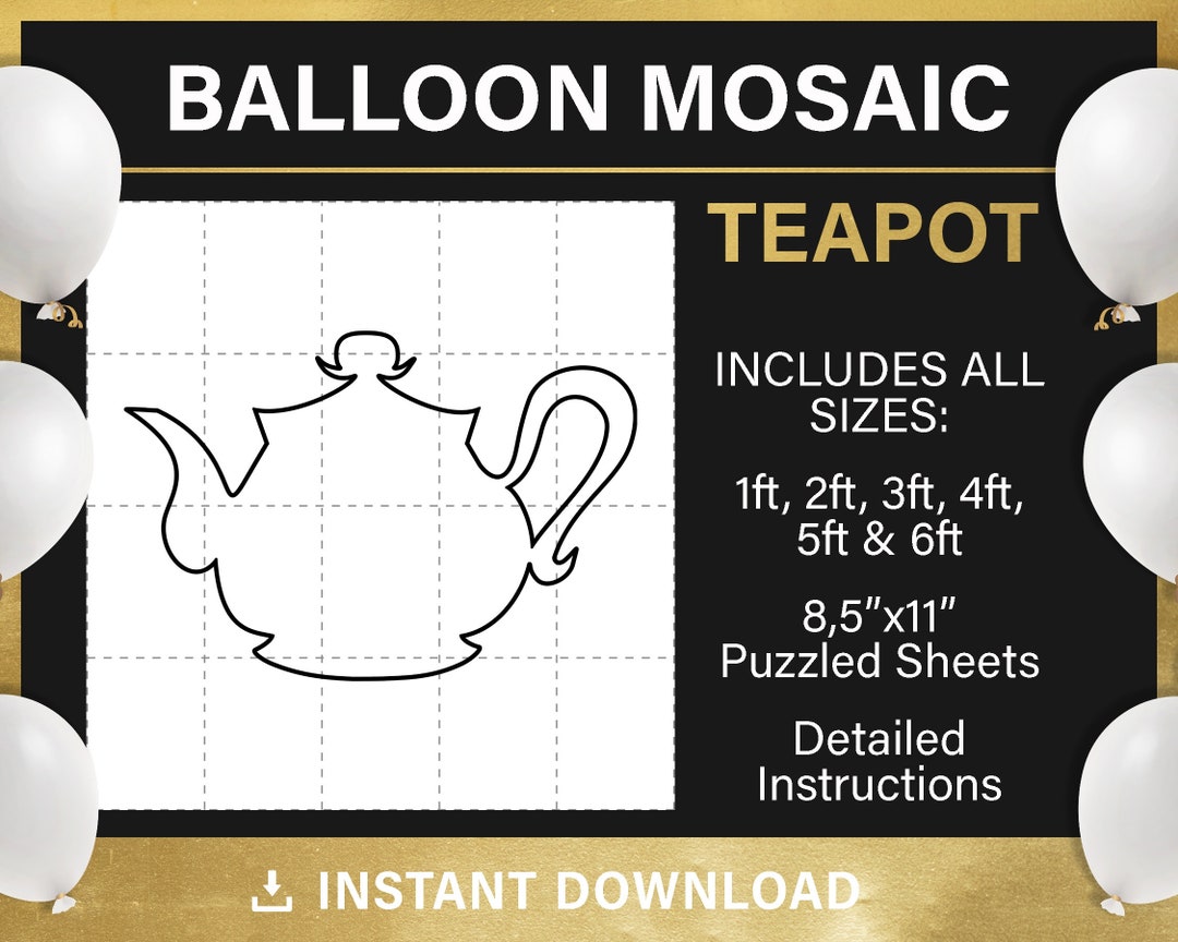 Teapot Mosaic From Balloons, Tea Party, DIY, Balloon Decor, Tea Theme ...