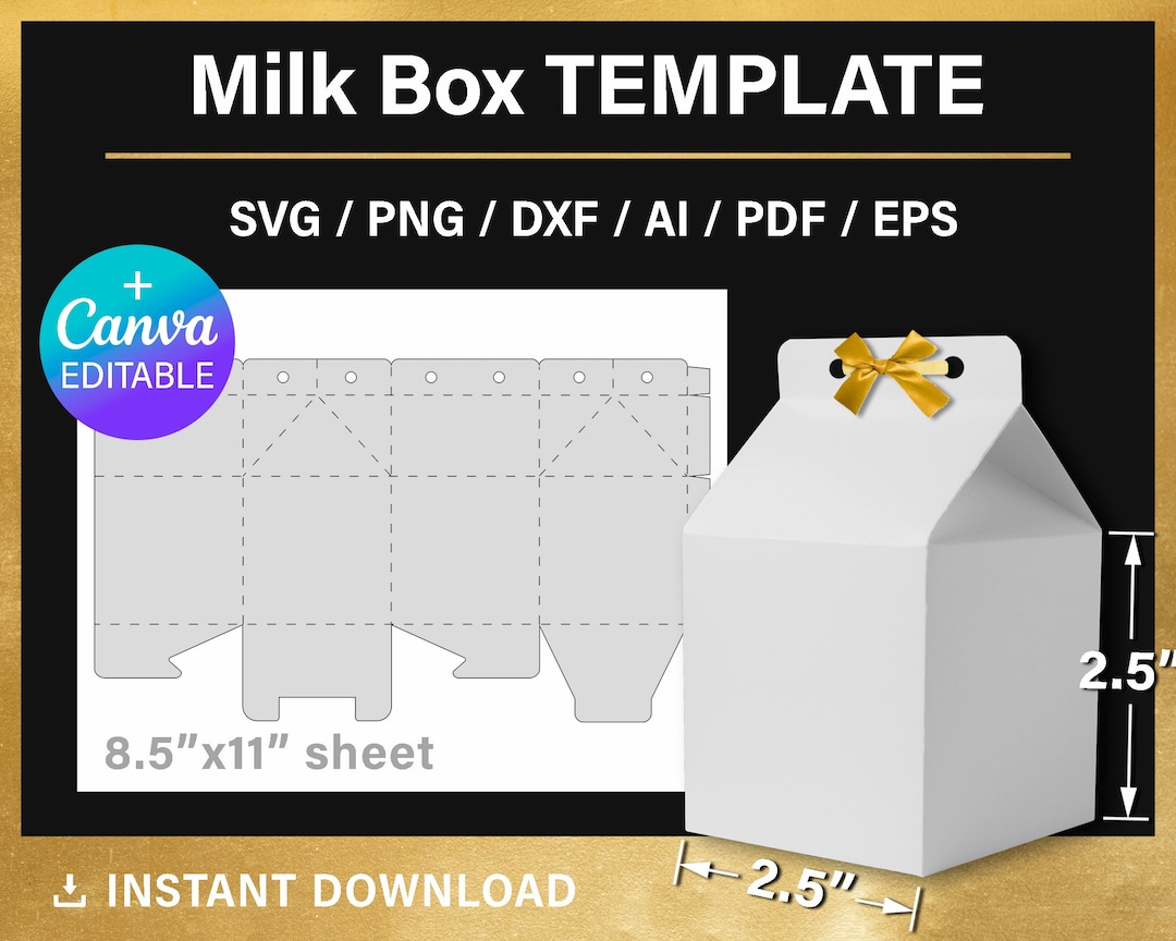 Milk Box Template, DIY Milk Carton BLANK Template, Canva, Svg, Cricut ...