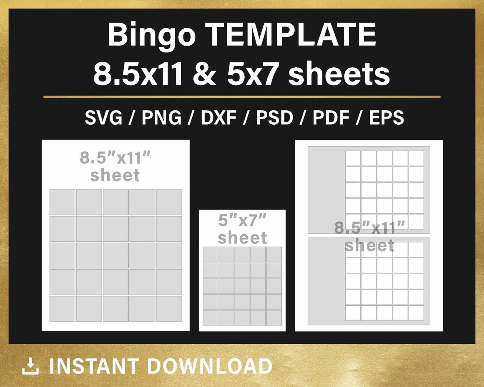 Bingo Card Blank Templates SVG Empty Bingo Cards Set - Etsy