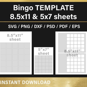 Bingo Card Blank Templates SVG Empty Bingo Cards Set | Etsy