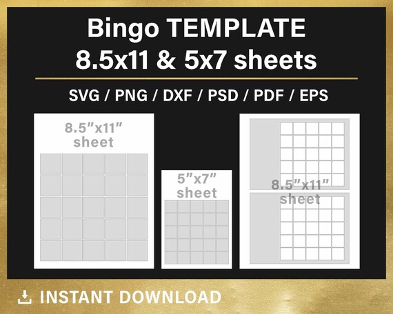 Bingo Card Blank Templates SVG Empty Bingo Cards Set | Etsy