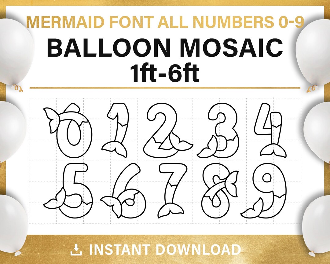 Mermaid Numbers, Mosaic From Balloons, Under the Sea, Birthday Balloon ...