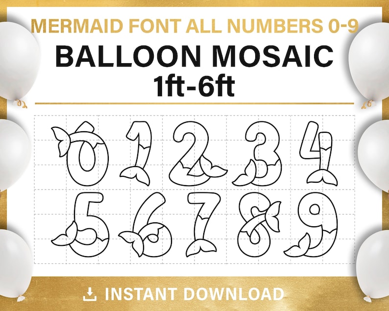 Mermaid Numbers Mosaic From Balloons Under the Sea Birthday - Etsy