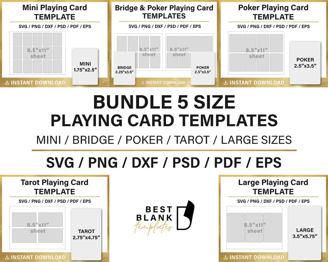 Playing Card Template BUNDLE 5 Sizes BLANK Template Svg - Etsy