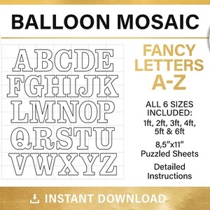 Fancy All Letter Bundle, Template Mosaic From Balloons, 1ft, 2ft, 3ft ...