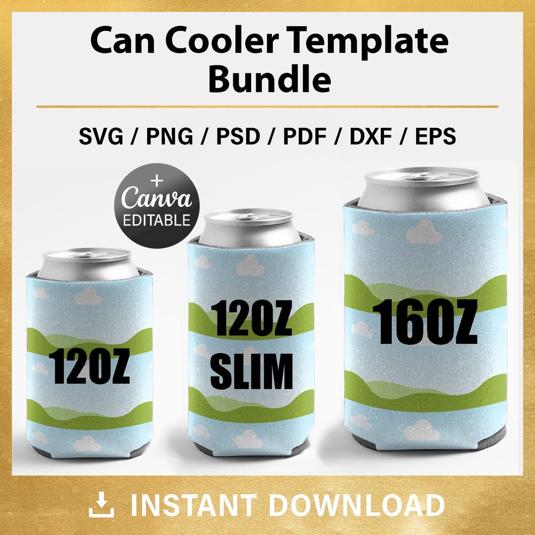 Can Cooler Blank Template, Bundle, Beer Cooler Template, 12oz, 16oz ...