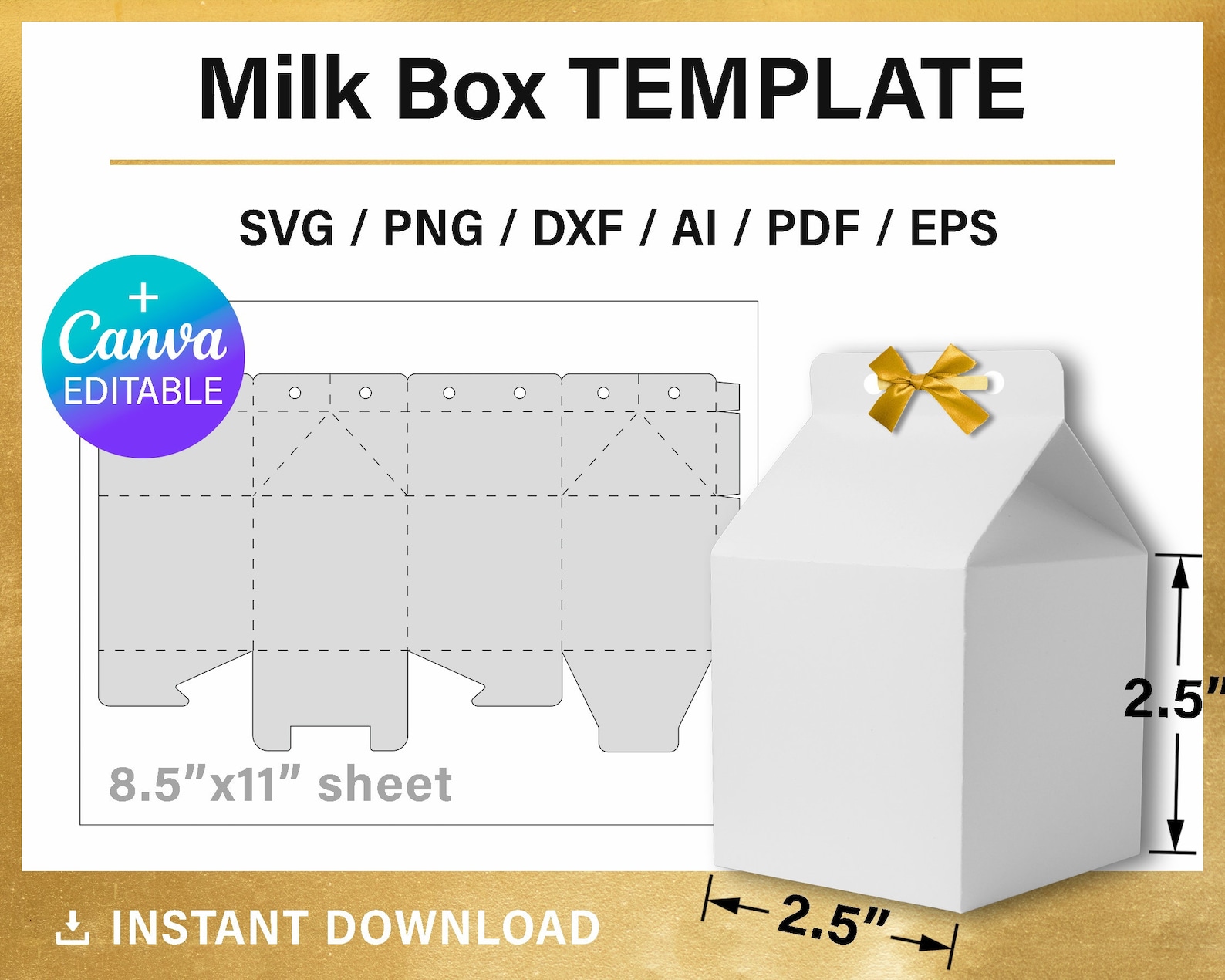 DIY Milk Box Blank Template BUNDLE, Cut Files, Milk Carton Template ...