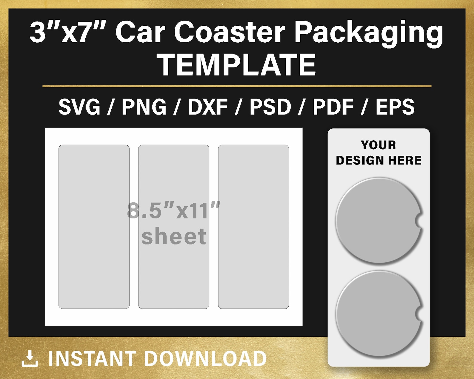 Car Cup Coaster Package Svg BLANK Template Car Coaster - Etsy
