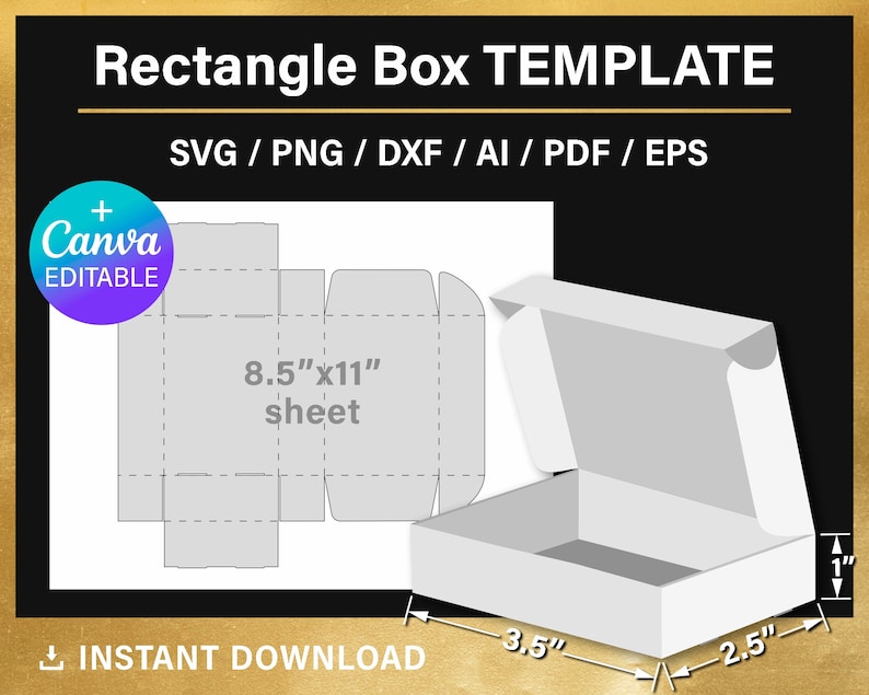 Rectangle Box Template, DIY, Shipping Box, BLANK Template, Classic Box ...