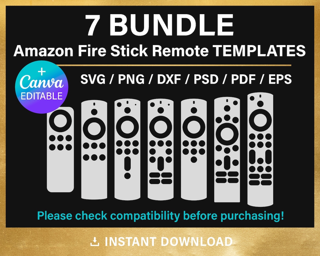 Fire Stick Remote, Blank Template, BUNDLE, Custom Remote Svg, Editable ...