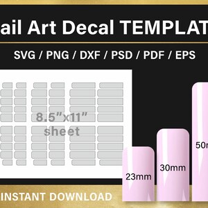 Short Square Nail BLANK Template 3 Sizes Nail Art Decal - Etsy