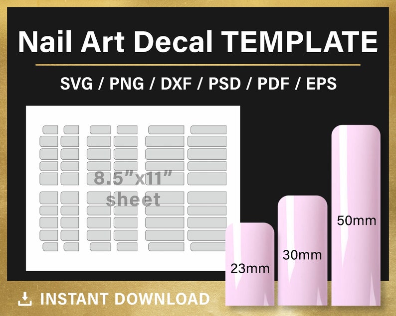 Short Square Nail BLANK Template 3 Sizes Nail Art Decal - Etsy