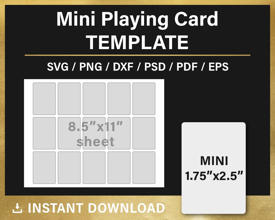 Playing Card Template BUNDLE 5 Sizes BLANK Template Svg - Etsy