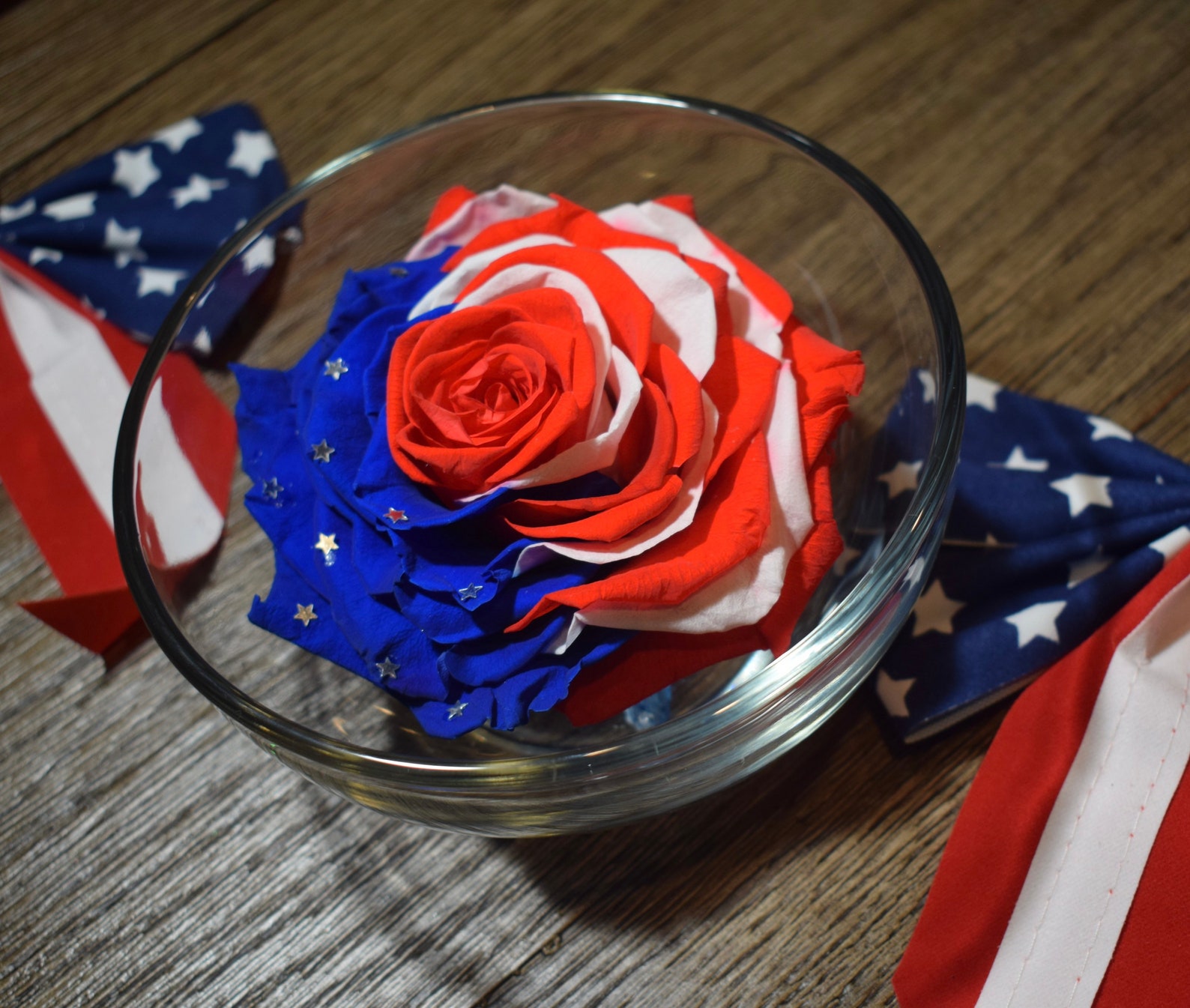Real Jumbo Preserved Rose American Flag Themed | Etsy