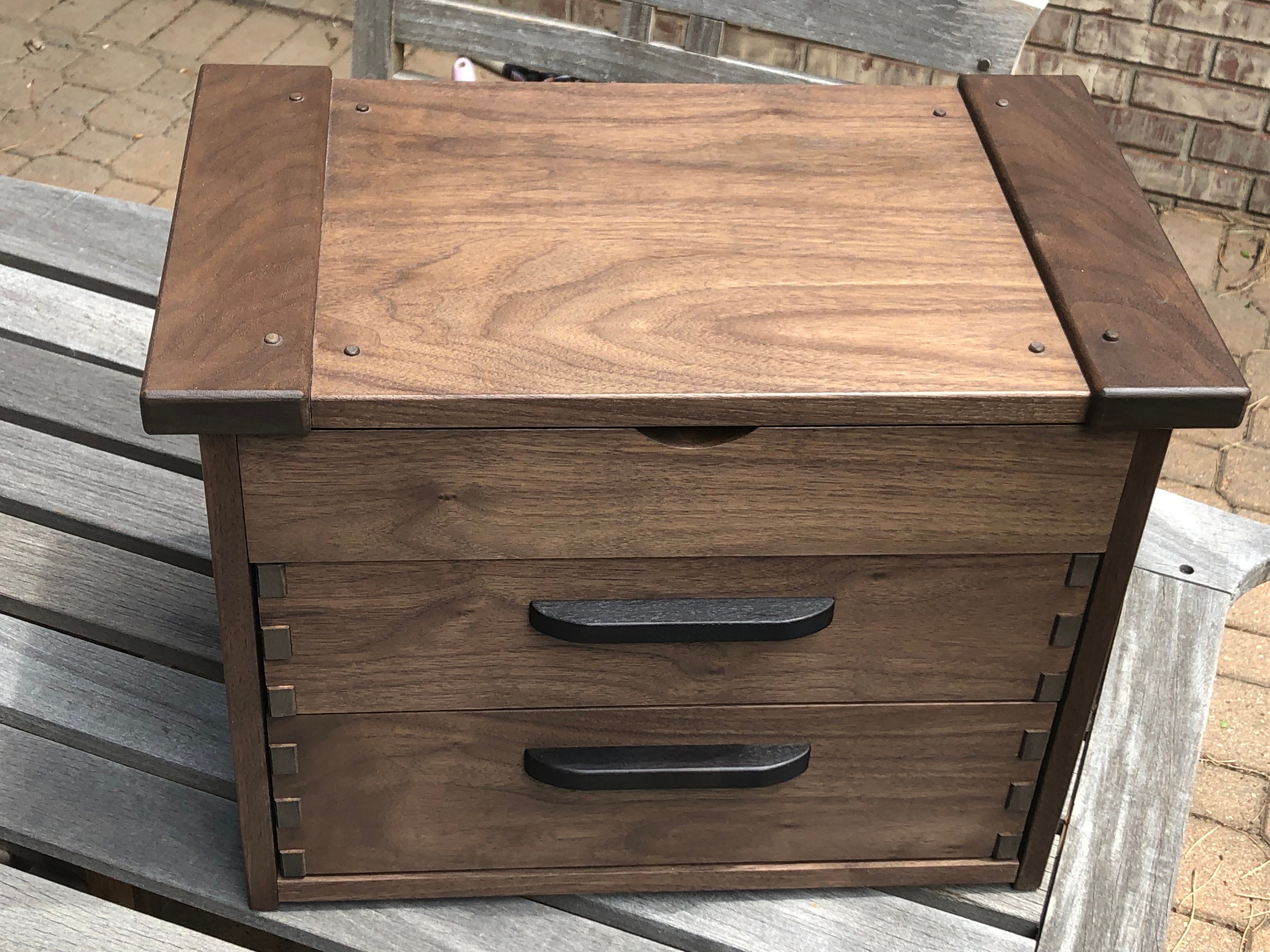 Large Walnut Fly Tying Craft Storage Box Chest Caddy Handmade ...