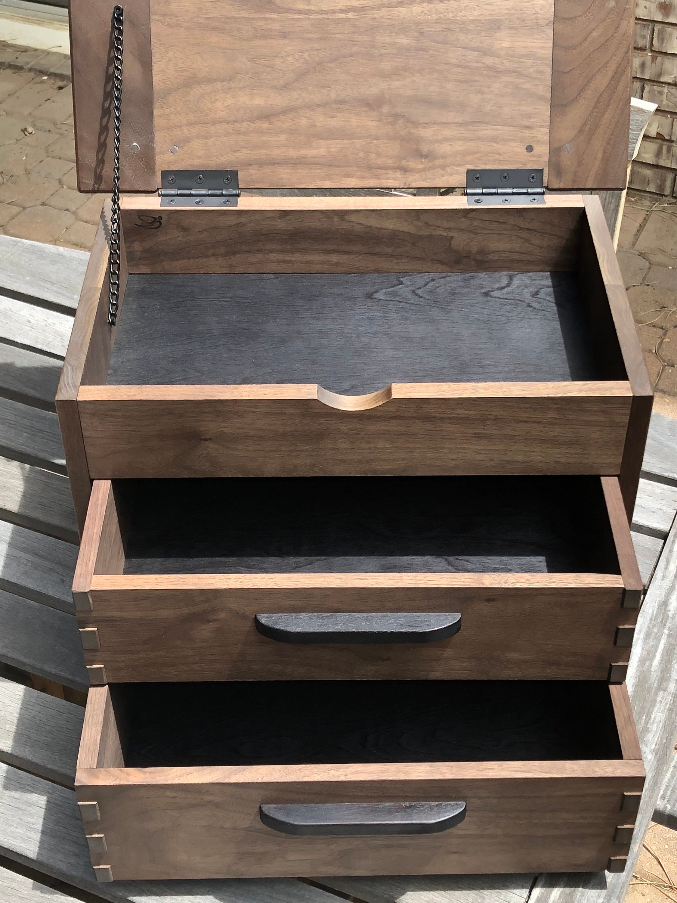 Large Walnut Fly Tying Craft Storage Box Chest Caddy Handmade ...