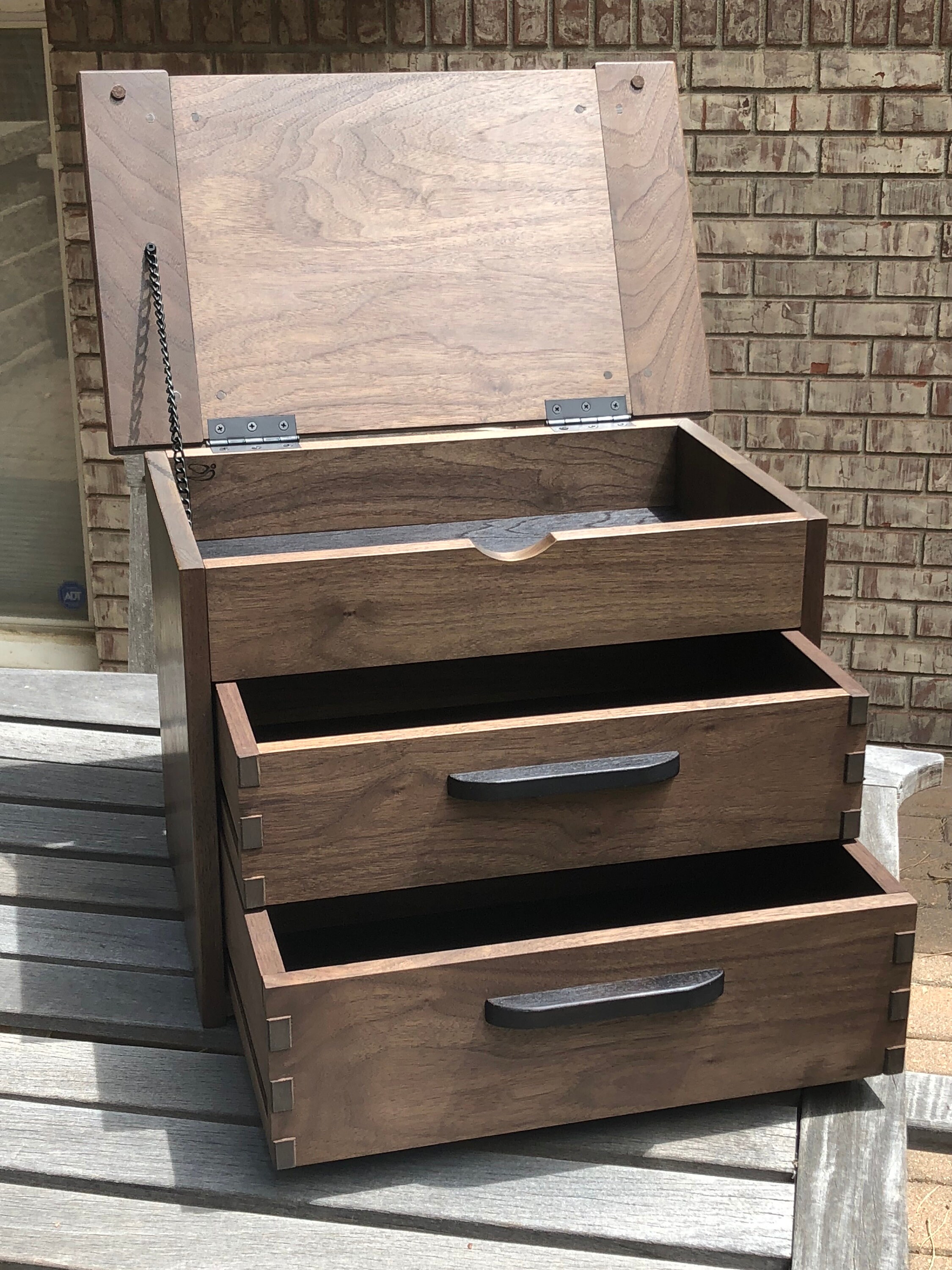 Large Walnut Fly Tying Craft Storage Box Chest Caddy Handmade ...