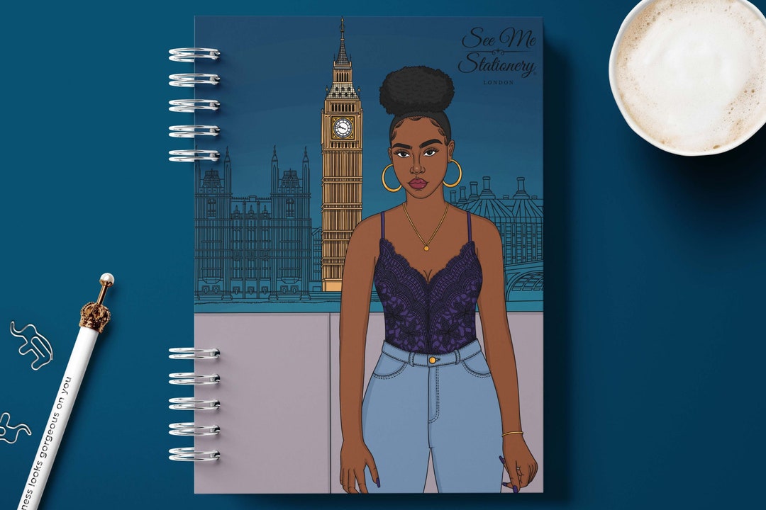 Notebook/journal A5 - Black Girl - See Me Stationery - Blue - Etsy