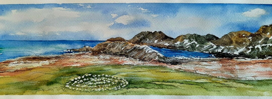 Columba's Bay Labyrinth, Iona. Original Water Colour Painting. Signed ...